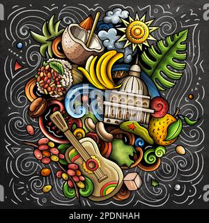 Cuba cartoon doodle illustration. Funny Cuban design. Creative vector ...