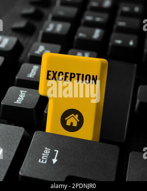 Text caption presenting Exception. Word Written on person or thing that ...