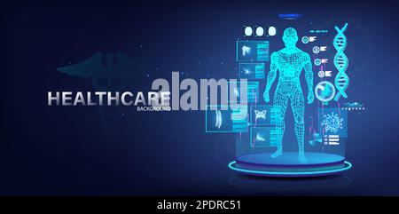 Sci-fi Healthcare examination HUD style. Full scan of the human body ...