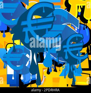 Euro Sign Graffiti. Abstract modern street art of European Union ...
