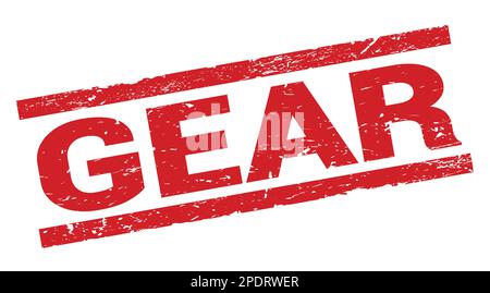 GEAR text written on red rectangle stamp sign Stock Photo - Alamy