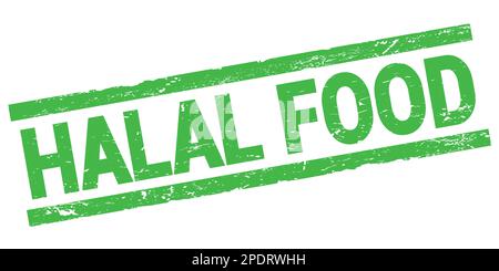 HALAL FOOD text written on green grungy stamp sign Stock Photo - Alamy