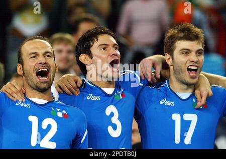 From left, Italy's Mirko Corsano, Matej Cernic and Andrea Sala ...