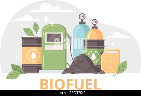 Biofuel types flat background offering different green energy products ...