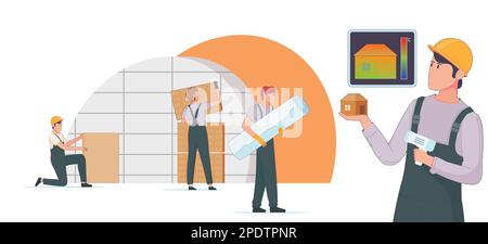 Thermal insulation flat composition with isolated views of designer ...