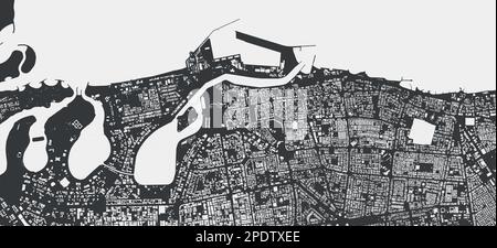 Detailed vector map poster of Sharjah city administrative area. Pantone ...
