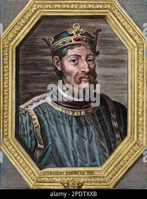 Portrait of Louis Iv d'Outremer - French engraving 17th century Stock ...