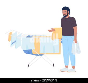 clean clothes drying rack cartoon vector illustration Stock Vector ...
