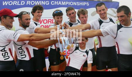 U.S. rowers, from left, Paul Daniels, Matt Deakin, Steve Coppola Jr ...