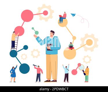 Tiny cartoon scientists studying complex molecules Stock Vector Image ...