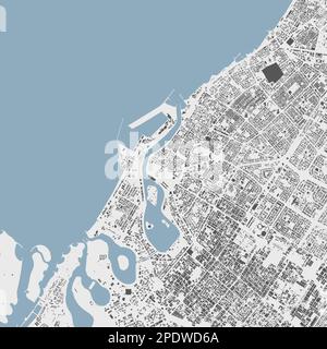 Detailed vector map poster of Sharjah city administrative area. Pantone ...