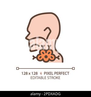 Throat cancer pixel perfect RGB color linear icon Stock Vector Image ...