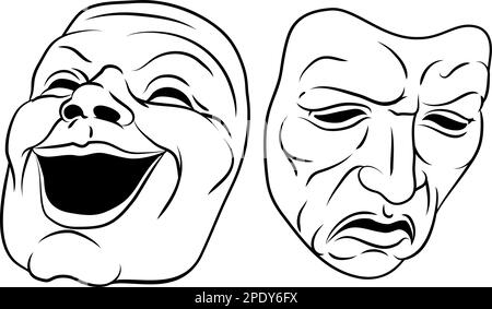 Comedy Tragedy Theatre Masks Emoticon Face Icons Stock Vector Image ...