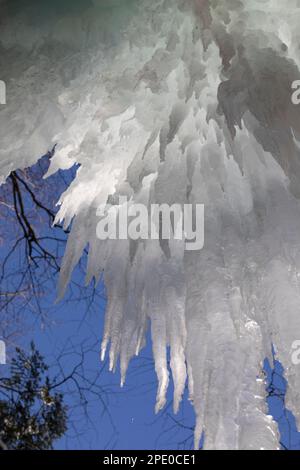 Amphitheater ice formation used by ice climbers in Pictured Rocks ...