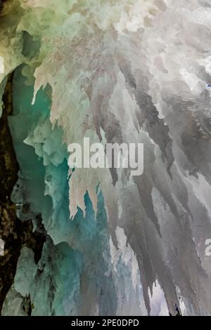 Amphitheater ice formation used by ice climbers in Pictured Rocks ...