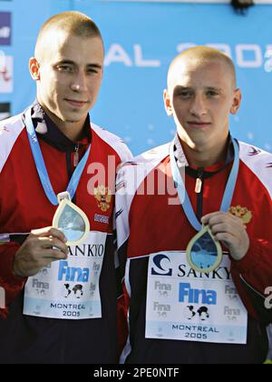Gleb Galperin, left and Dmitry Dobroskok of Russia perform a dive on ...