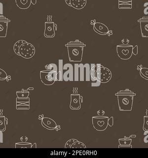 Coffee seamless pattern with coffee maker. Cafe background, texture ...