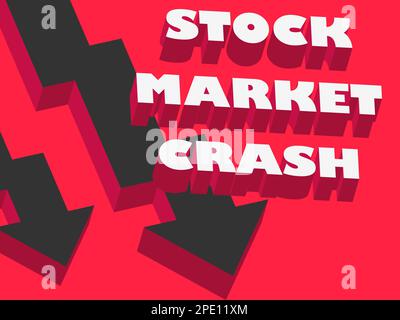 Stock market crash banner with 3d text and down arrows. The collapse of ...