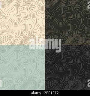 Topography patterns. Seamless elevation map tiles. Attractive isoline ...