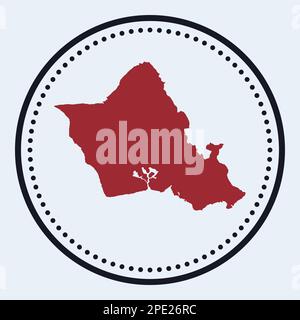 Oahu icon. Round logo with island map and title. Stylish Oahu badge ...