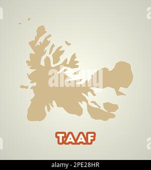 TAAF map. Country poster with regions. Shape of TAAF with country name ...