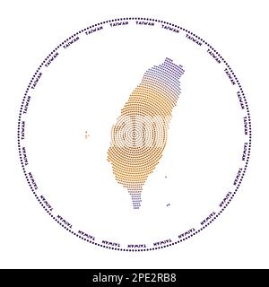 Taiwan icon. Round logo with country map and title. Stylish Taiwan ...