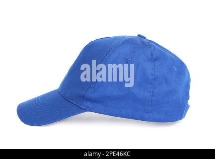 Stylish blue baseball cap isolated on white Stock Photo - Alamy