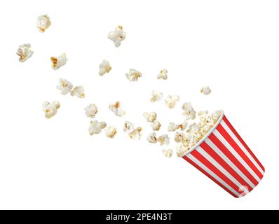 Popcorn splash. Realistic vector popcorn flying. A lot of popcorn Blow ...