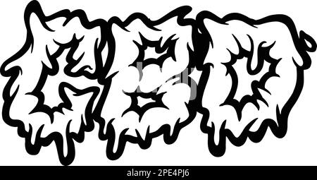 Weed word 420 melting lettering text monochrome vector illustrations ...