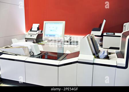 Modern mailing systems in office Stock Photo - Alamy