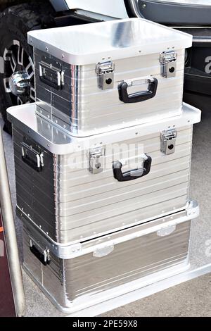 Aluminum metal case boxes Stock Photo - Alamy