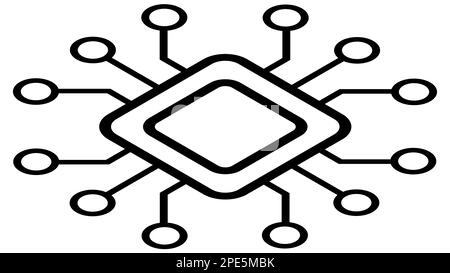Silhouette of simple isometric schematic chip or component for ...