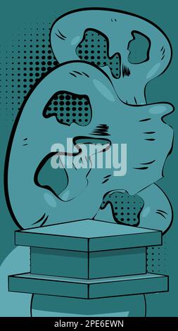 Crystal Blue Comic Book Showcase. Abstract Cartoon Product Podium ...