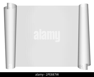 Realistic scroll in white color on white background. Paper blank scroll ...