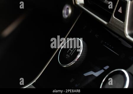 Modern car. Driver’s temperature control. Car air conditioning system ...