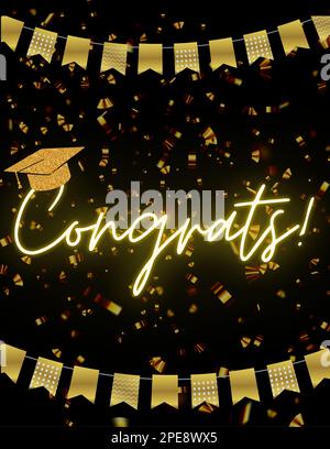 CONGRATS Congratulations black golden gold fancy, premium, graduation ...