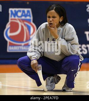 LSU head coach Pokey Chatman directs her team against Duke during the ...