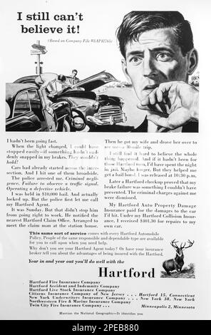 Hartford insurance advert in a Natgeo magazine, October 1956 Stock ...