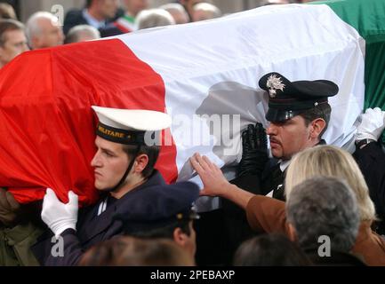 The coffin of late Italian intelligence officer Nicola Calipari ...
