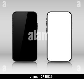 Realistic models smartphone. 3D mobile phone with shadow. Smartphone ...