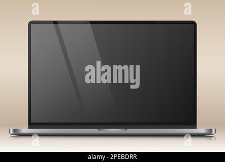 Realistic Laptop layout with silver case and white screen. Laptop with ...