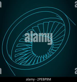 Stylized vector illustration of sketches of jet engine Stock Vector ...