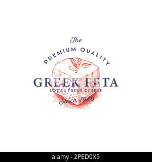 Premium Local Feta cheese Food Label Template. Abstract Vector ...