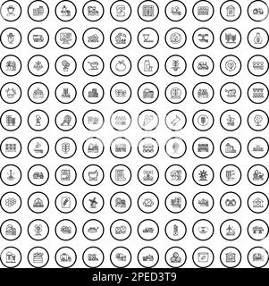 100 plantation icons set. Outline illustration of 100 plantation icons ...