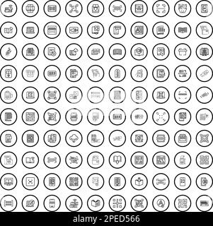 100 reader icons set. Outline illustration of 100 reader icons vector ...