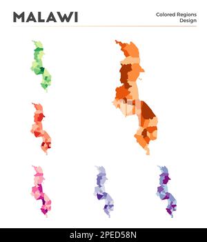 Isolated colored map of Malawi with borders of the regions Stock Vector ...