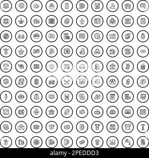 100 cash icons set. Outline illustration of 100 cash icons vector set ...