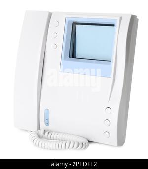 Intercom base station with handset isolated on white Stock Photo - Alamy