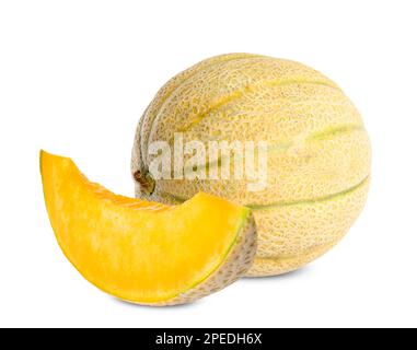 Whole and cut tasty ripe melons on white background Stock Photo - Alamy