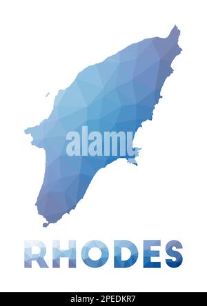 Rhodes icon. Polygonal map of the island in gradient ring. Round low ...
